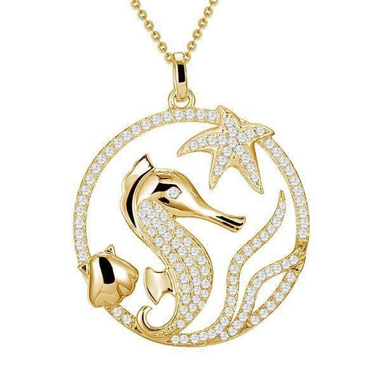 14K Yellow Gold Pavé Sea Life Pendant – Island by Koa Nani